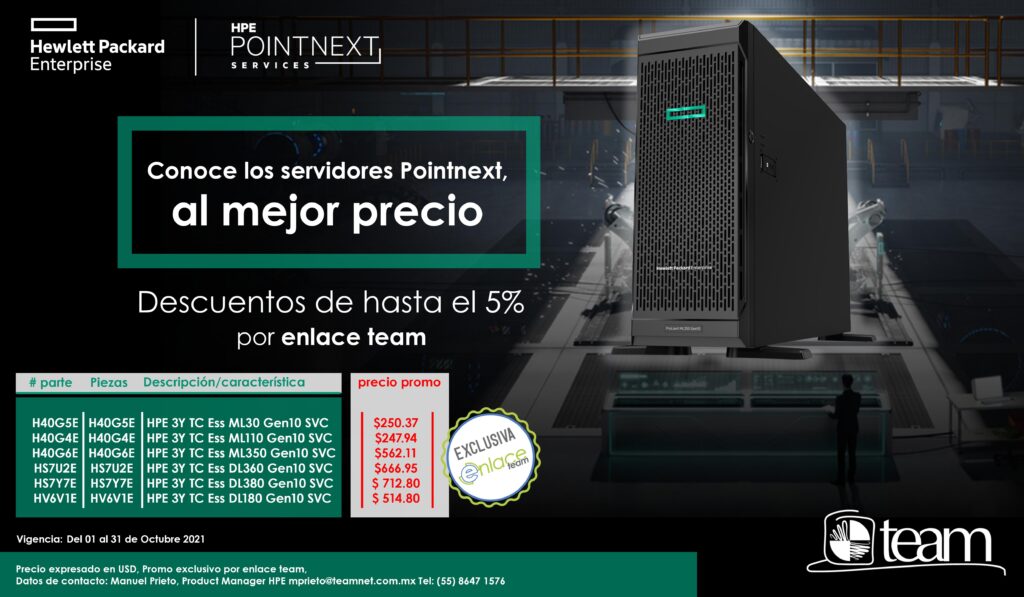 Conoce los servidores Pointnext HPE con descuentos de 5% en Enlace TEAM ...